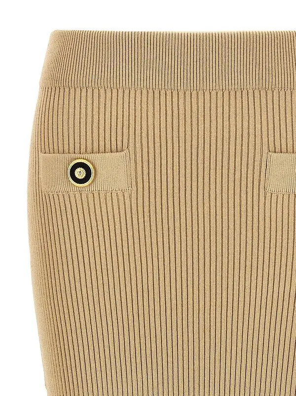Balmain Ribbed Midi Skirt - Cream