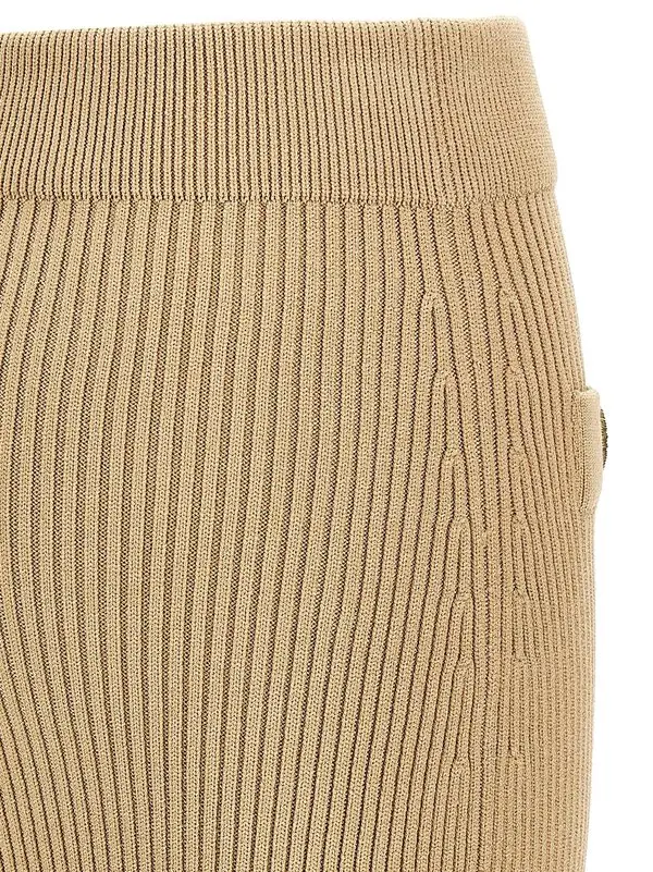 Balmain Ribbed Midi Skirt - Cream