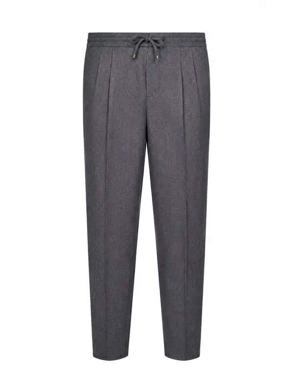 Brunello Cucinelli Medium Grey Virgin Wool Drawstring Trousers