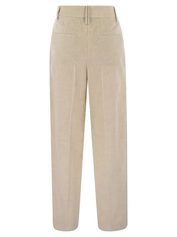 Brunello Cucinelli Striped Canvas Trousers - Cream