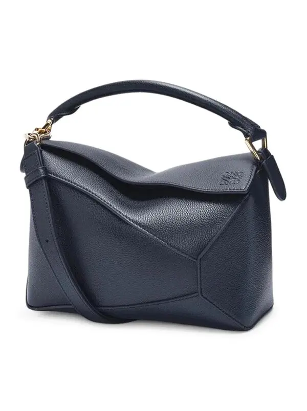 Loewe Small Puzzle Edge Bag In Grained Calfskin - Blue