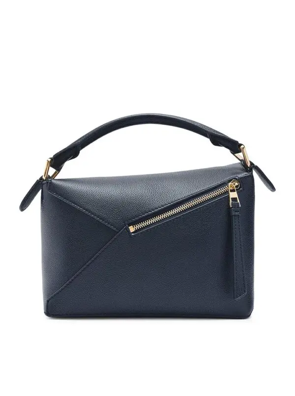 Loewe Small Puzzle Edge Bag In Grained Calfskin - Blue