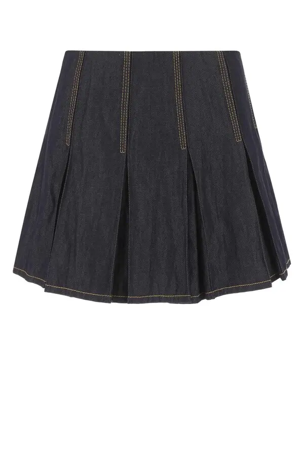 Bottega Veneta Dark Denim Mini Skirt - Blue