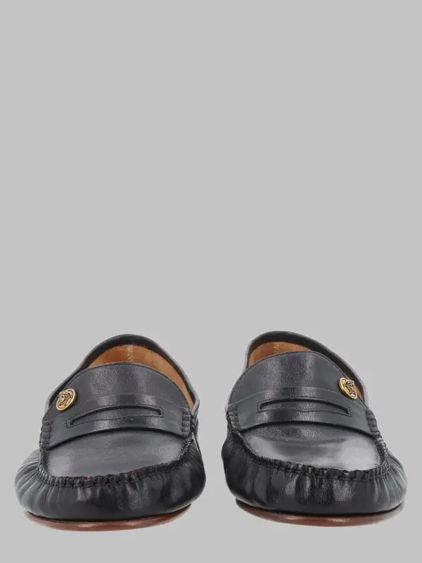 Versace Leather Mocassino Loafers - Black