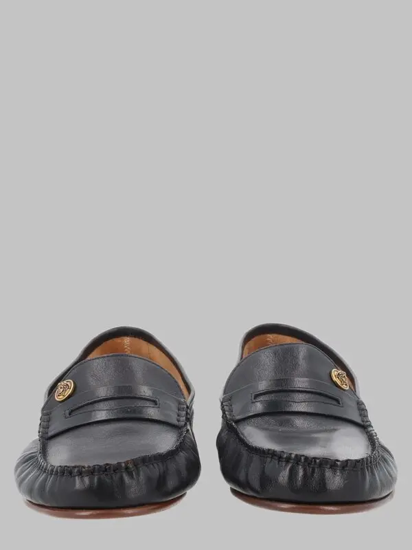 Versace Leather Mocassino Loafers - Black