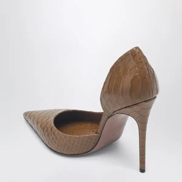 Paris Texas Vera 105 Coffee-colored Leather Pumps With Python-effect - Brown
