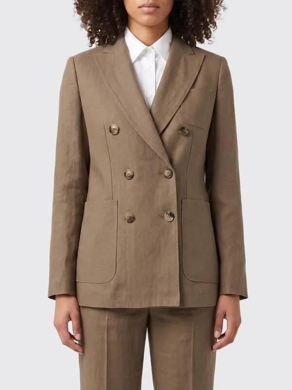 Max Mara Double-breasted Hemp Blazer - Brown