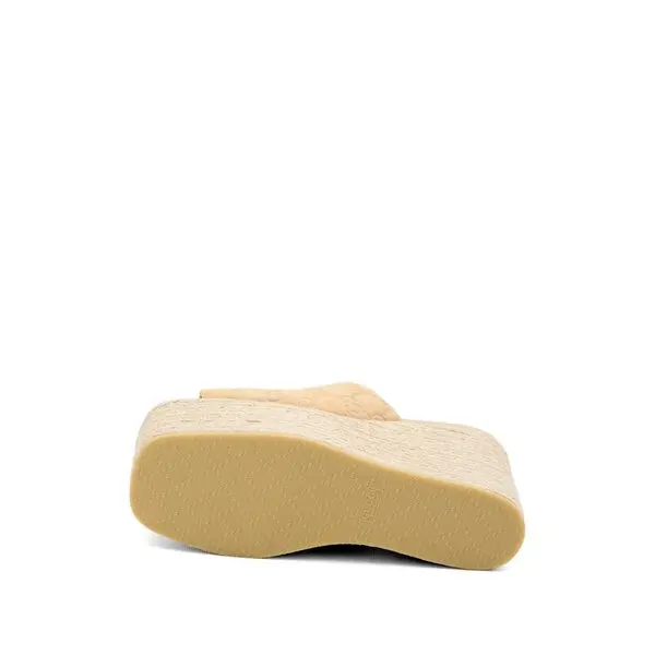 Gucci Gg Monogram Suede Wedge Shoes - Cream