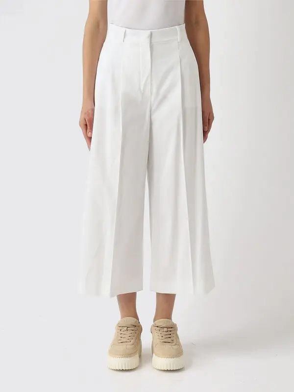 Max Mara Cotton Cropped Trousers - White