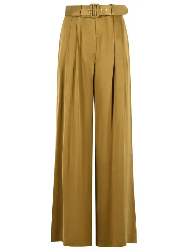 Zimmermann Tuck' Olive Silk Pants