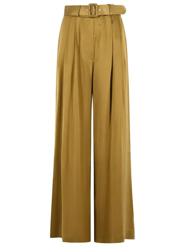 Zimmermann Silk Tuck Pants - Green