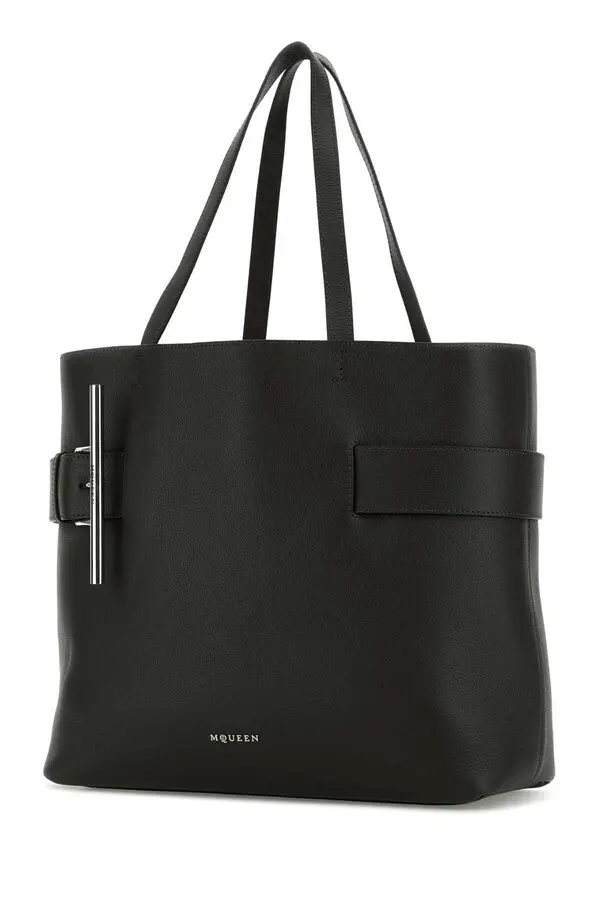 Alexander McQueen Leather T-bar Shopping Bag - Black