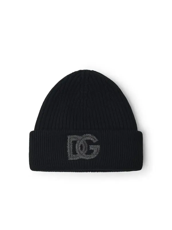 Dolce & Gabbana Virgin Wool Logo Beanie - Black