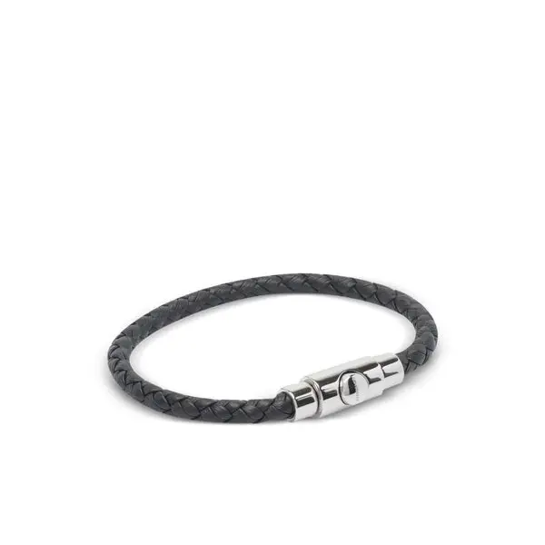 FERRAGAMO Braided Leather Bracelet - Black