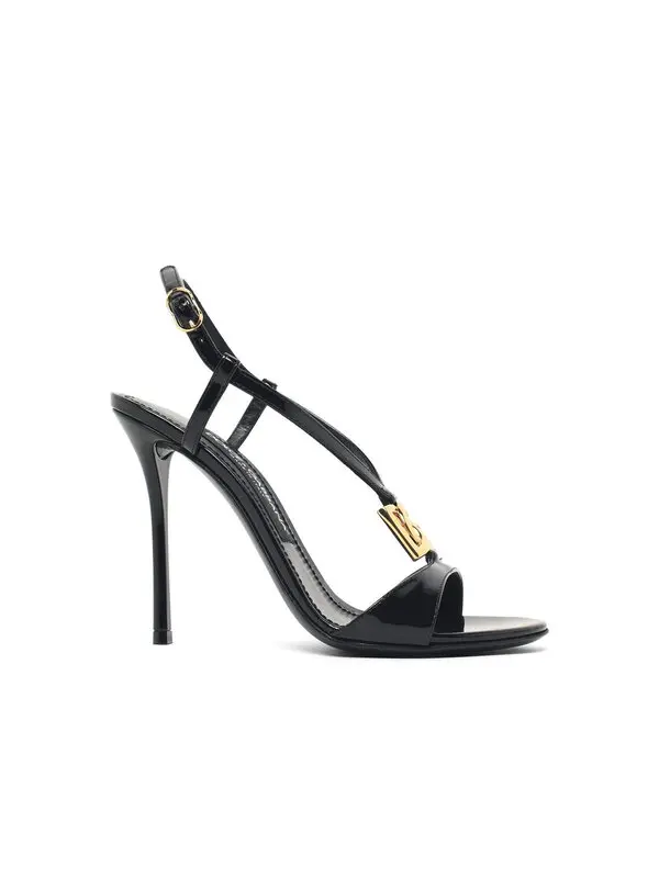 Dolce & Gabbana Dg Logo' Patent Leather Sandals - Black