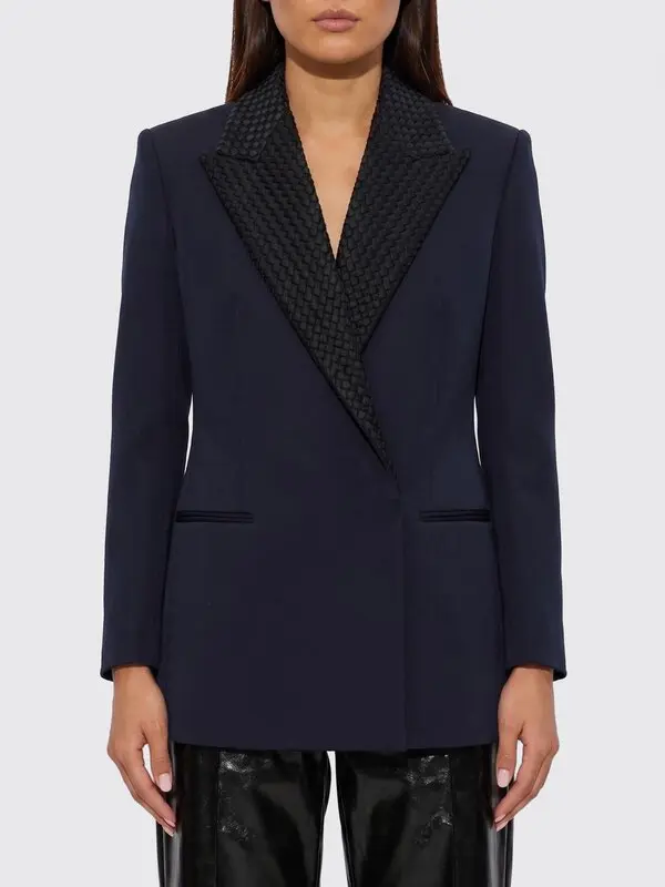Bottega Veneta Merino Wool Double Breasted Blazer - Blue