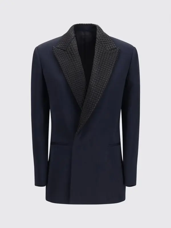 Bottega Veneta Merino Wool Double Breasted Blazer - Blue