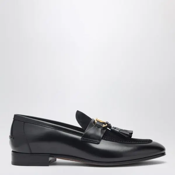Valentino Garavani Vaniteux Calfskin And Split Leather Loafer - Black