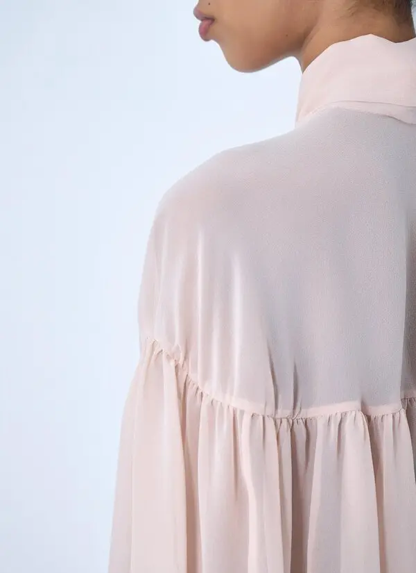 Max Mara Silk Chiffon Cropped Blouse - Pink