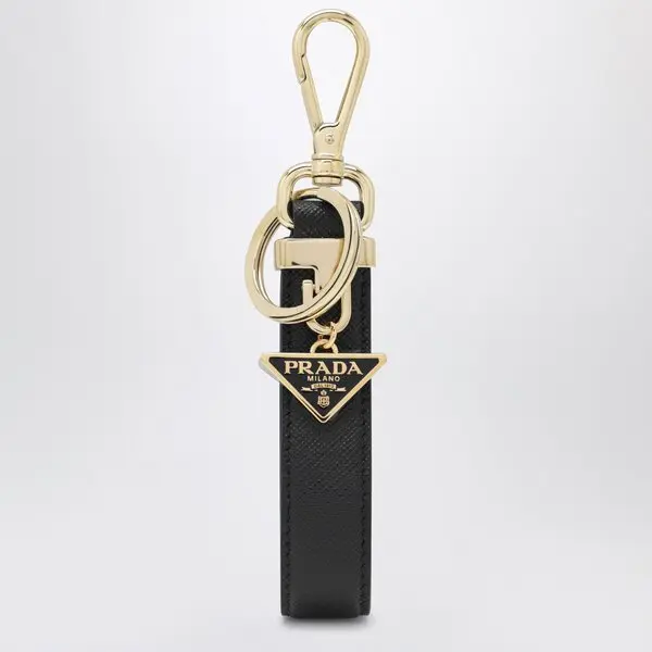 Prada Saffiano Leather Keyring With Triangle Logo
