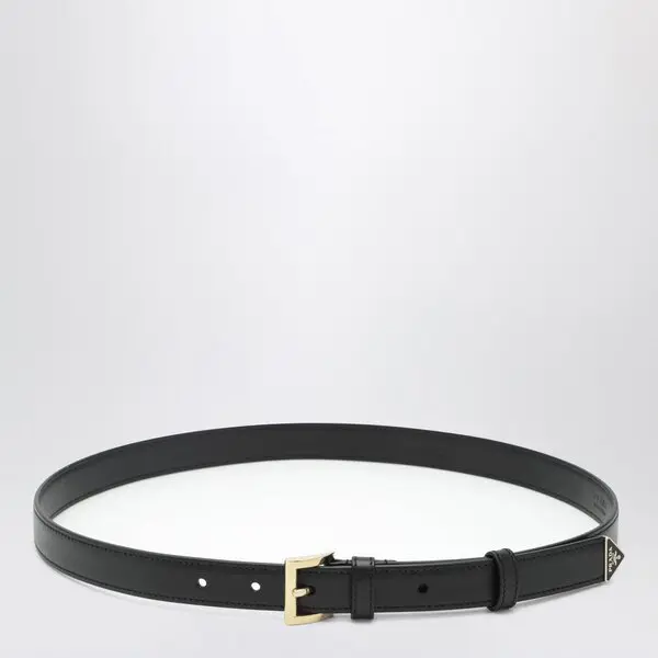 Prada Leather Belt With Applique - Black