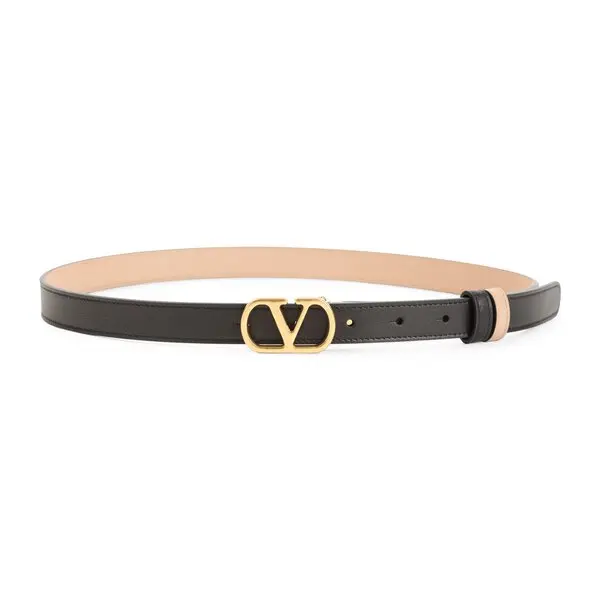 Valentino Garavani Reversible Leather Belt - Black