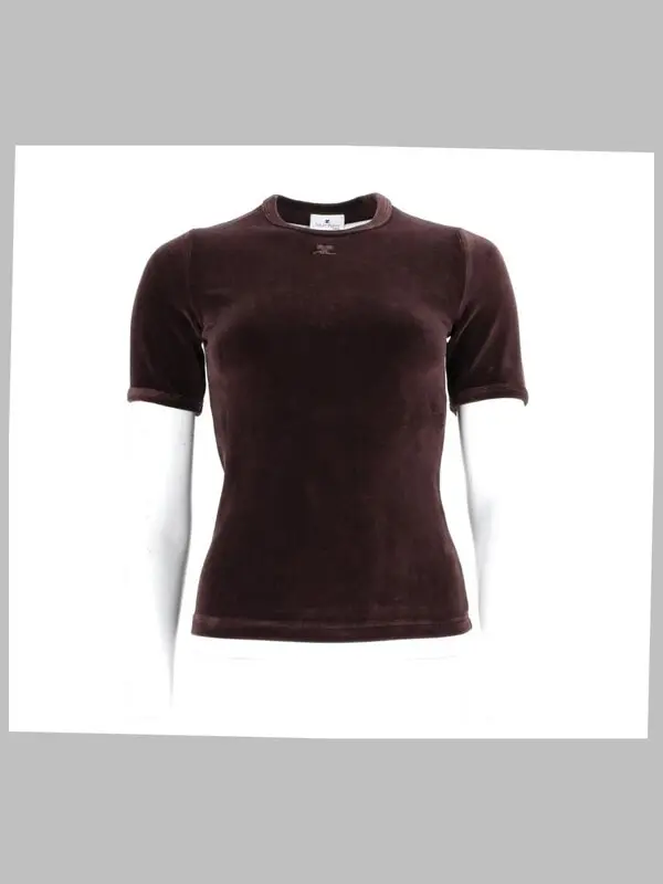 COURREGES Velvet Short Sleeve T-shirt