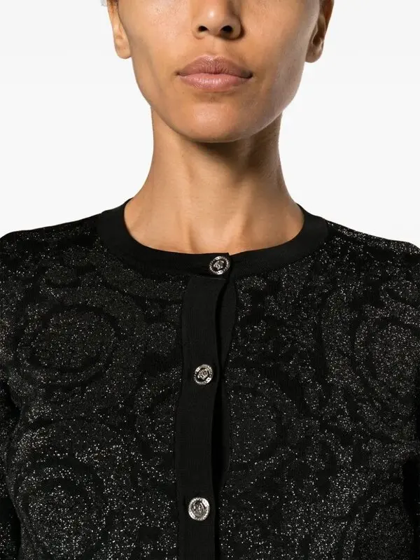 Versace Barocco Texture Knit Cropped Cardigan - Multicolor