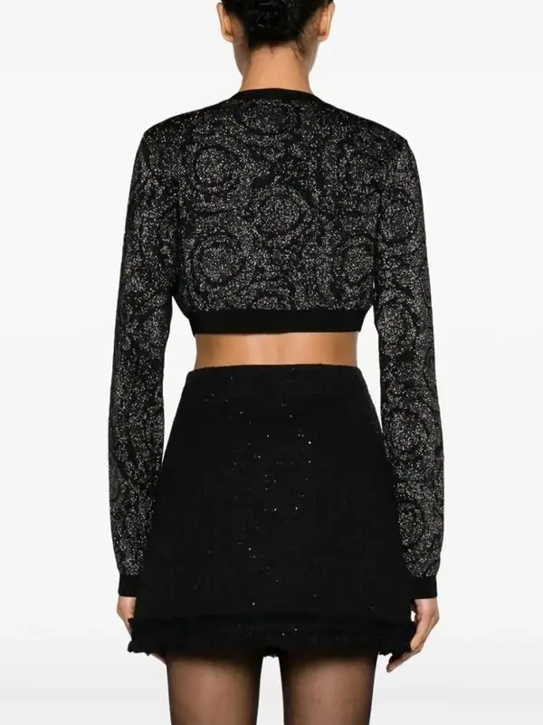 Versace Barocco Texture Knit Cropped Cardigan - Multicolor