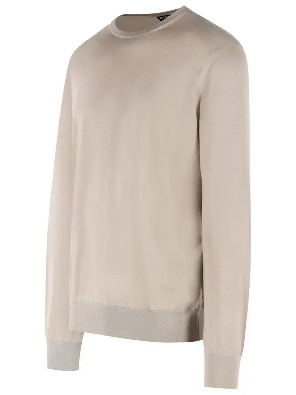 Zegna Beige Cashmere And Silk Sweater - Cream