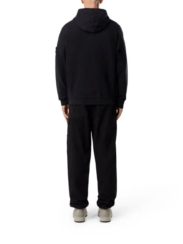 Stone Island Cotton Sweatshirt With Zip, Hood And Compass Logo