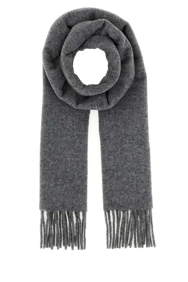 JIL SANDER Dark Grey Wool Scarf