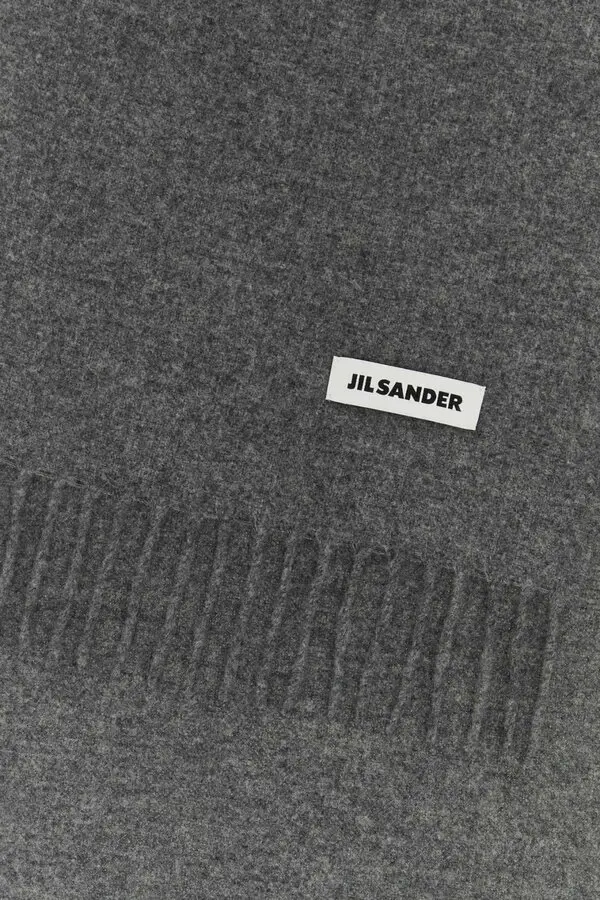 JIL SANDER Dark Grey Wool Scarf
