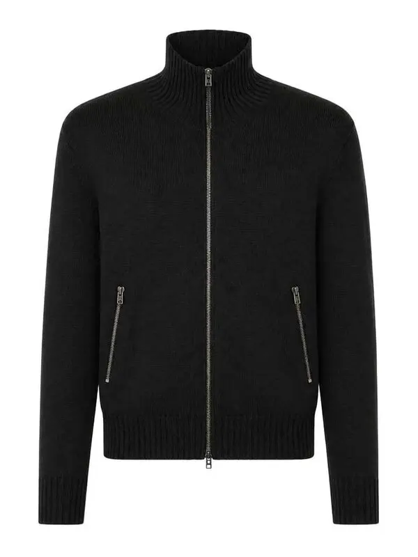 TOM FORD Merino Wool Zip-up Cardigan - Black