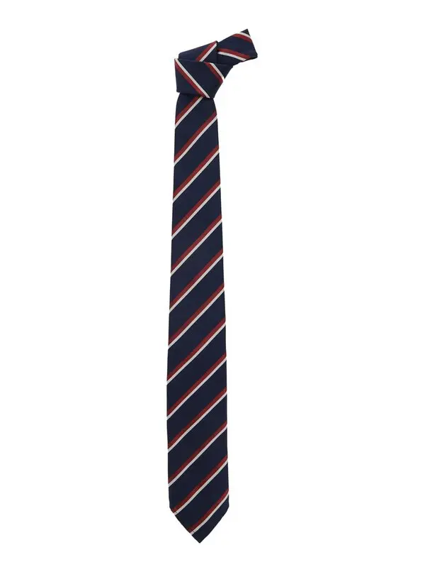Dsquared2 Blue Tie With All-over Striped Motif In Silk For - Multicolor
