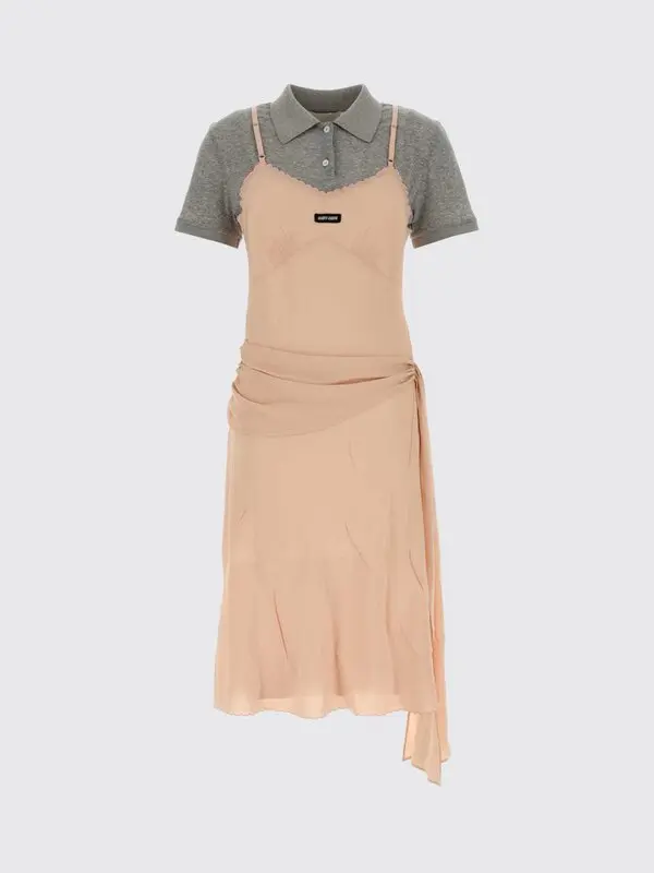Miu Miu Double-layer Silk And Cotton Dress