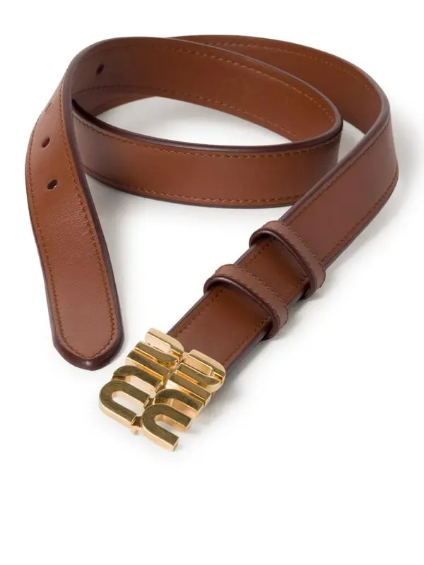Miu Miu City Leather Belt - Brown