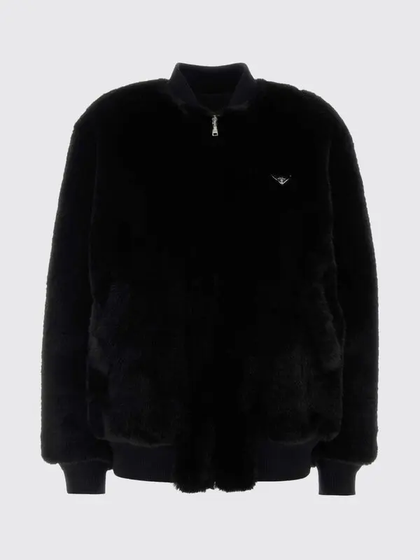 Prada Faux Fur Bomber Jacket - Black