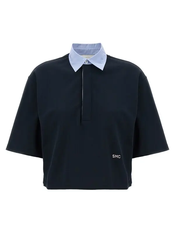 Stella McCartney Cropped Piqué Polo - Blue