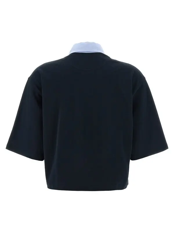 Stella McCartney Cropped Piqué Polo - Blue