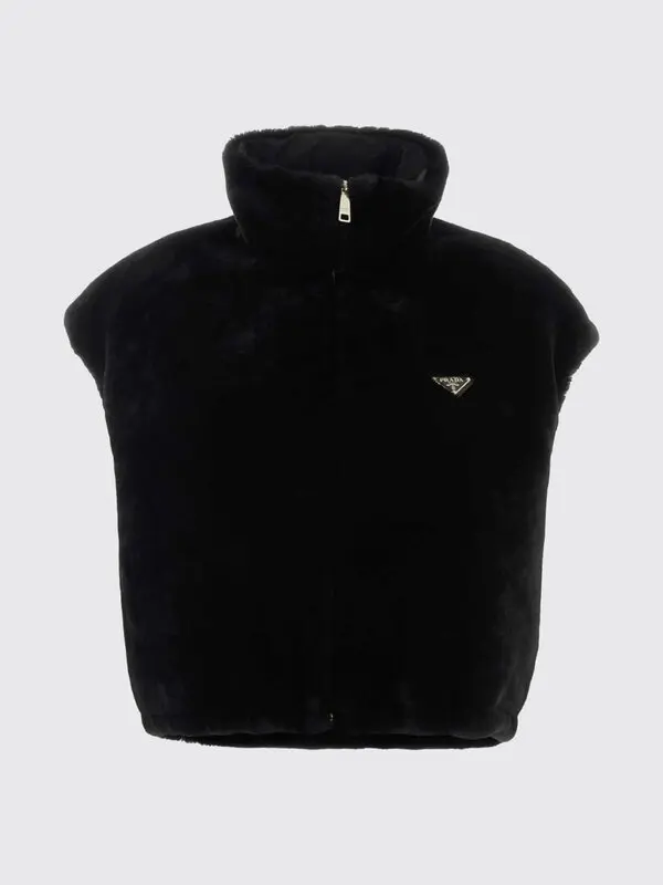 Prada Cropped Fur Vest - Black