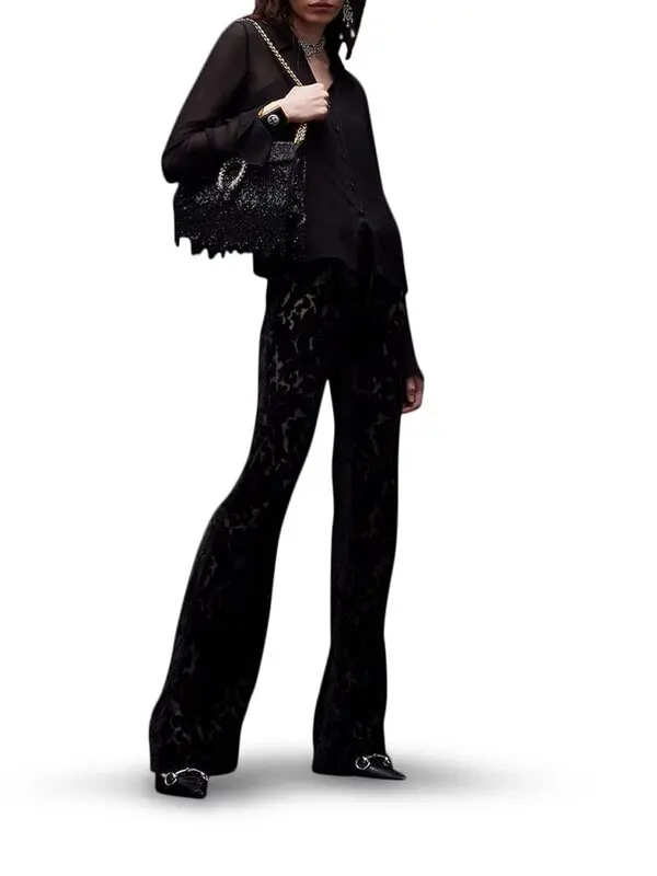 Gucci Floral-print Devoré Velour Trousers
