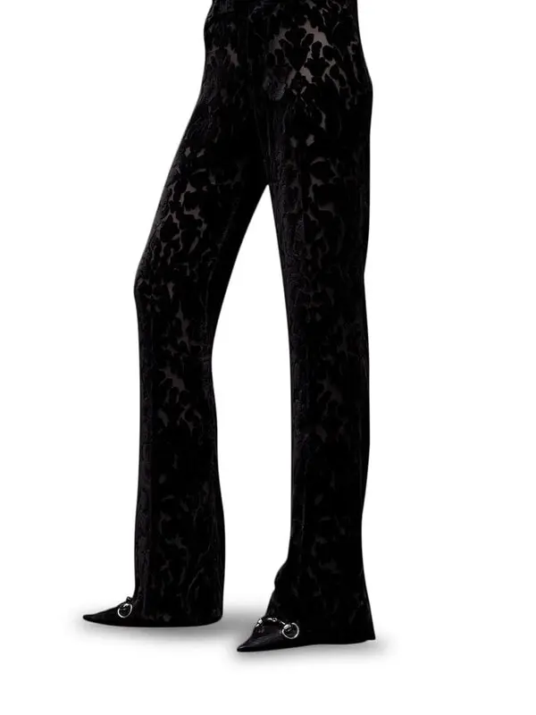 Gucci Floral-print Devoré Velour Trousers