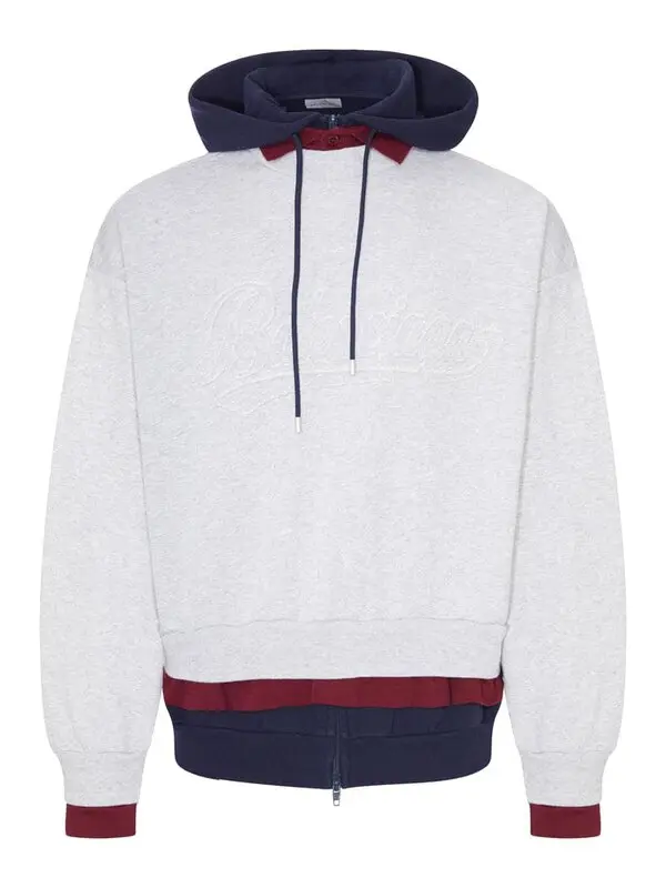Balenciaga Layered Dry Molleton Hoodie With Frayed Lettering - Gray