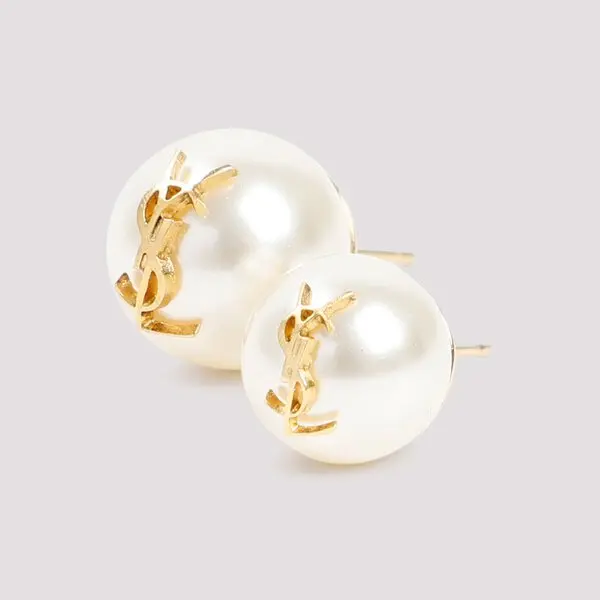 Saint Laurent Pearl Earrings With Monogram