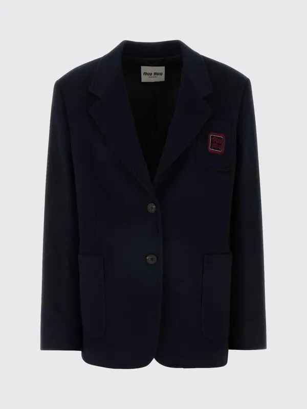 Miu Miu Single Breasted Blazer In Wool And Cashmere - Blue
