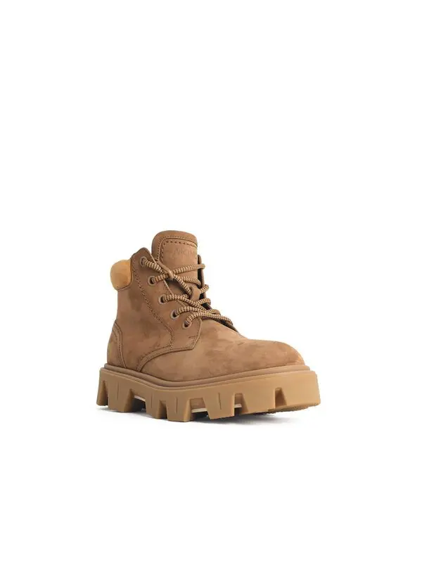 Moncler Peak City Suede And Nubuck Boots - Cream