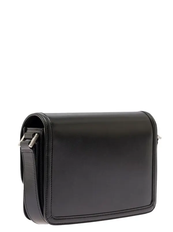 Saint Laurent Cassandre' Black Messenger Bag With Cassandre Detail In Smooth Leather - Multicolor