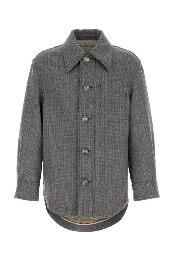 AMI Paris Grey Wool Blend Overcoat