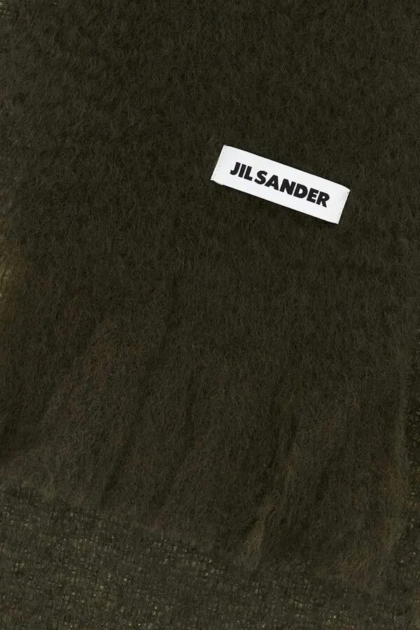 JIL SANDER Olive Mohair Blend Scarf